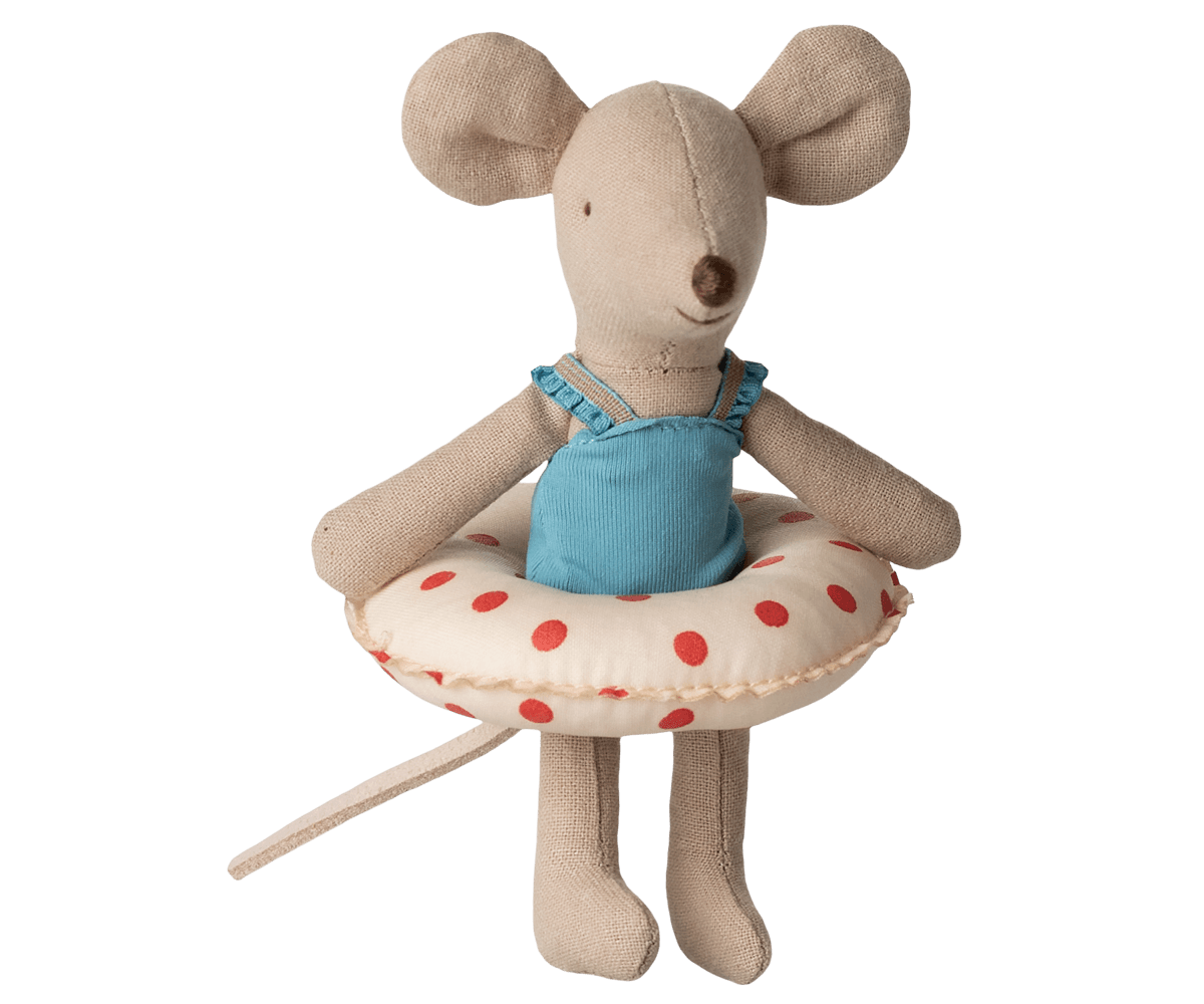 PRE-ORDER Maileg, Beach Mouse with Float, Little Sister - Red Dots ...